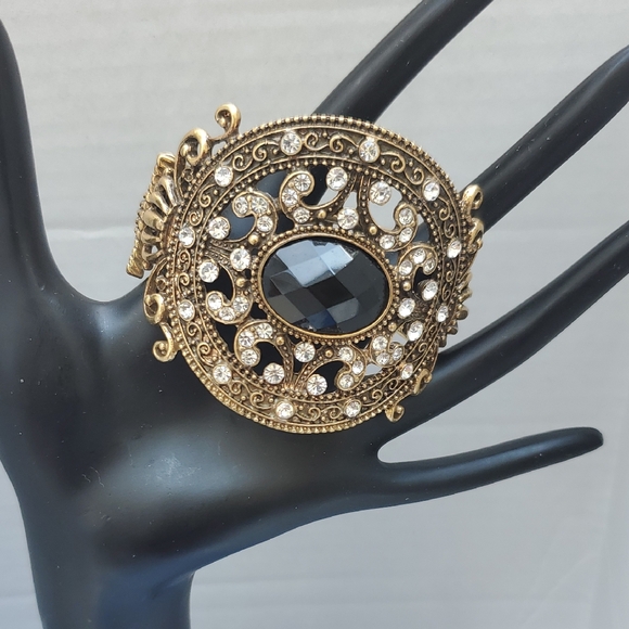 Jewelry | Iman Elegant Gold Tone And Black Filigree Bracelet | Poshmark